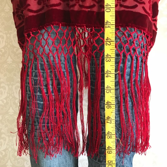 Mina | Jackets & Coats | Burgundy Velvet Fringe Boho Gypsy Kimono ...